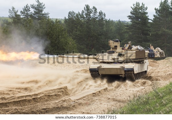 A side view of a M1 Abrams main battle tank