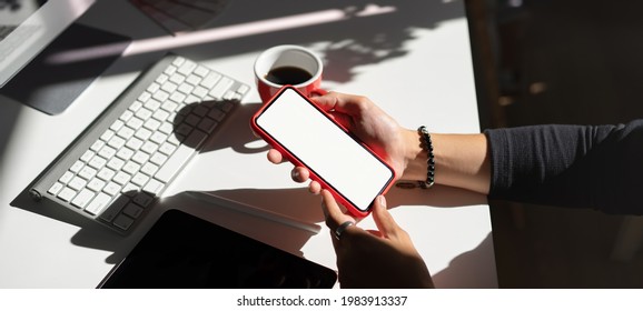 Side View Man Hand Using Mockup Stock Photo 1983913337 | Shutterstock