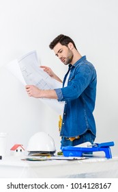 Side View Man Looking Blueprint Stock Photo 1014128167 | Shutterstock