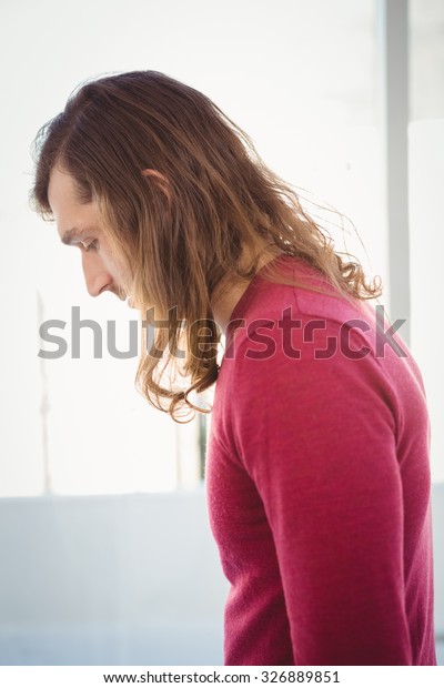 Side View Man Looking Down While Stock Photo 326889851 | Shutterstock
