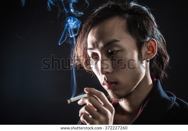 Side View Man Smoking Stock Photo 372227260 | Shutterstock