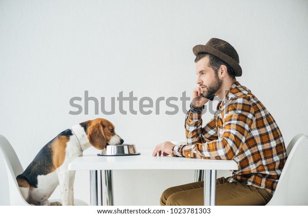 Side View Man Talking By Smartphone Stock Photo (Edit Now) 1023781303