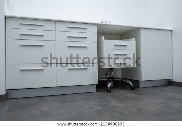 Side View Modern Elegant Kitchen White Stock Photo 2134900293 ...