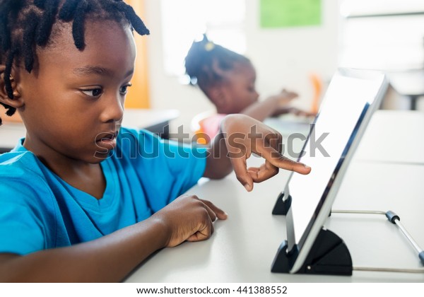 Side View Pupil Using Tablet Pc Stock Photo 441388552 | Shutterstock