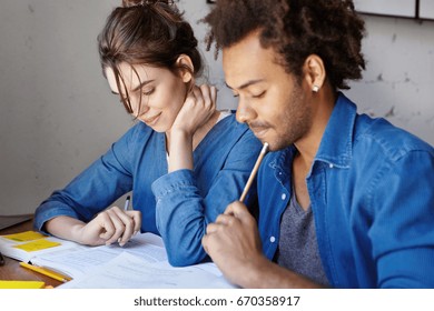 Side View Two Students Studying Together Stock Photo 670358917 ...