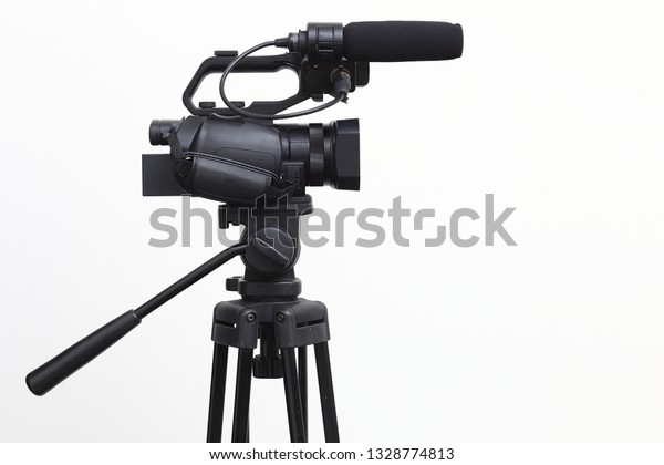 Side View Video Camera Tripod Isolated Stock Photo (Edit Now) 1328774813