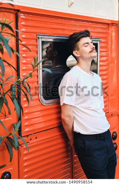 Side View Young Handsome Mustache Man Stock Photo 1490958554 | Shutterstock