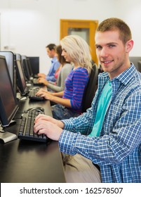 Side View Young Students Using Computers Stock Photo 162578507 ...