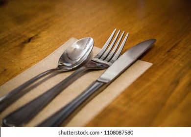Simple Threepiece Silverware Set Placed On Stock Photo 1108087580 ...