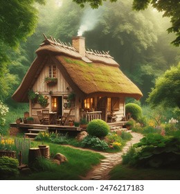 Crudely Built Cottage Made Stone Woodinside AI-generated image ...