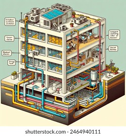 Building Cross Section Showing Internal Piping AI-generated image ...