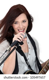 Portrait Redhead Female Singer Woman Sparkly Stock Photo 2199878117 ...
