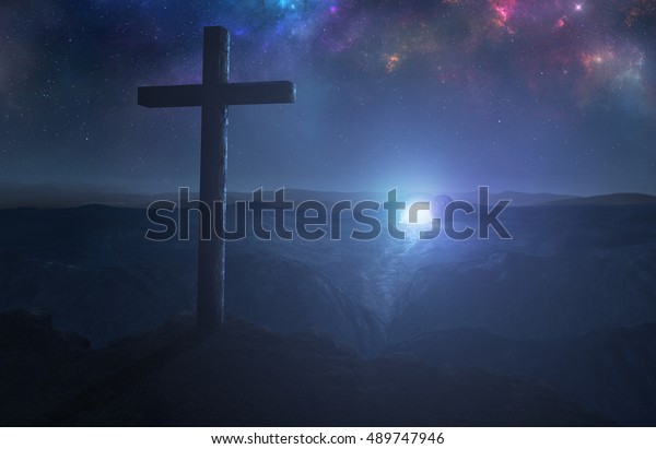 Single Cross Empty Tomb Background Stock Photo (Edit Now) 489747946