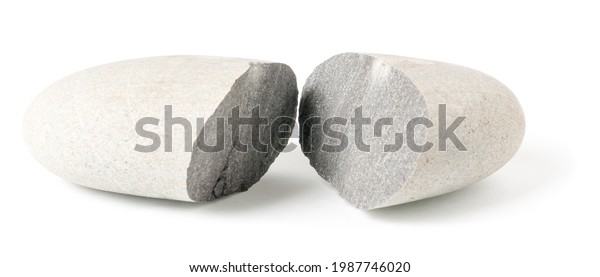 Single Split Grey Pebble Isolated On Stock Photo 1987746020 | Shutterstock