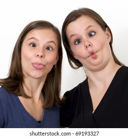 Sisters Looking Silly While Goofing Around Stock Photo 69193327 ...