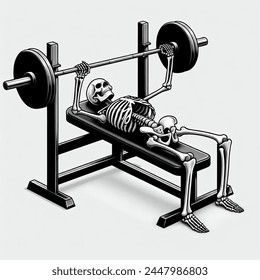 Skeleton Doing Bench Press Tshirt Design Imagen generada por IA ...