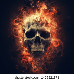Skull Side Face Flame Open Mouth AI-generated image 2423329393 ...