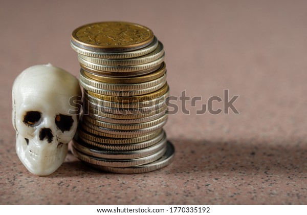 Skull Human Skeleton Stack Metal Coins Stock Photo 1770335192 ...