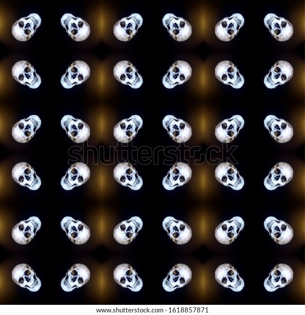 Skull Pattern Linear Repeating Black Background Stock Photo 1618857871 ...