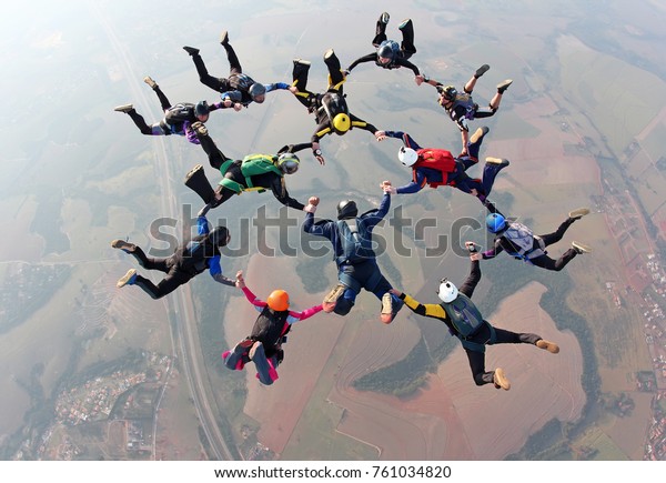 Skydiving Team Work Stock Photo (Edit Now) 761034820