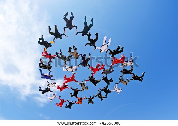 Skydiving Team Work Low Angle View Stock Photo 742556080 | Shutterstock