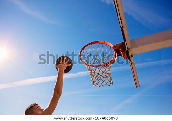 Slam Dunk Side View Young Basketball Stock Photo 1074865898 | Shutterstock