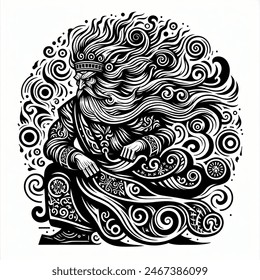 Hindu Mythological Samudra Manthan Logo Vector AI-generated image ...
