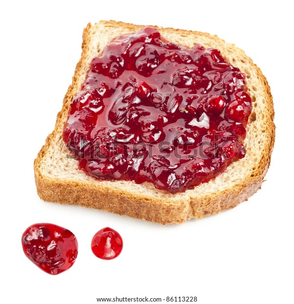 Slice Bread Red Jam Isolated On Stok Fotoğrafı (Şimdi Düzenle) 86113228