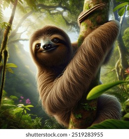 Sloth Standing Upright Revealing Something Behind AI-generated image ...