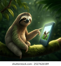 Sloth Standing Upright Interacting Data AI-generated image 2534701161 ...