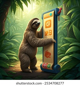 Sloth Standing Upright Interacting Data AI-generated image 2534701161 ...