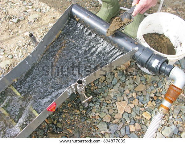 Sluice Box Gold Capture Process Separating Stock Photo (Edit Now) 694877035