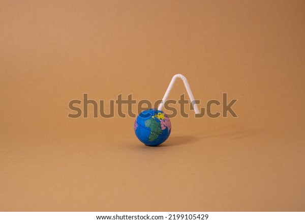 Small Earth Straw Inside Concept Pollution Stock Photo 2199105429 ...