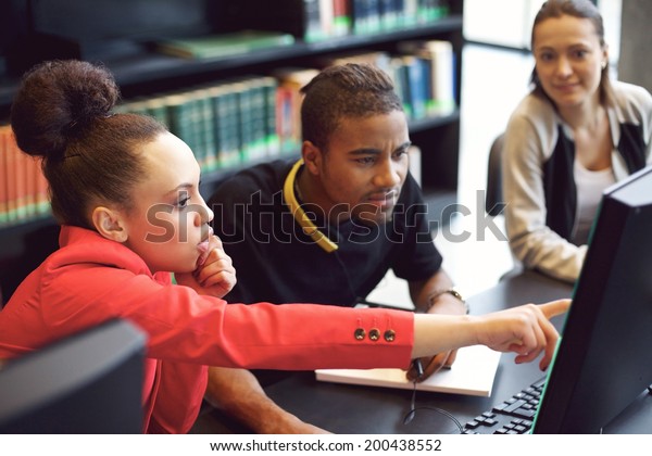 Small Group University Students Working On Stock Photo 200438552 ...