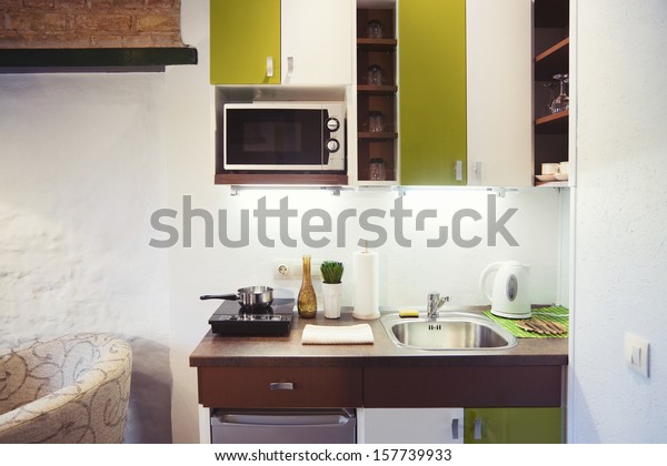 Small Kitchenette Studio Stock Photo (Edit Now) 157739933