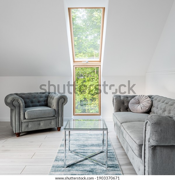Small Simple Attic Lounge Window Gray Stock Photo 1903370671 | Shutterstock