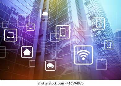 Smart Building Wireless Communication Network Internet Stock Photo ...