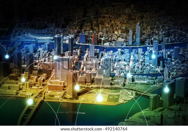 Стоковая фотография 492140764: Smart City Diorama Wireless Sensor ...