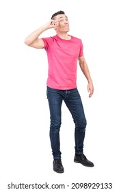 Smart Guy Touching Forehead Looking Camera Stock Photo 2098929133 ...