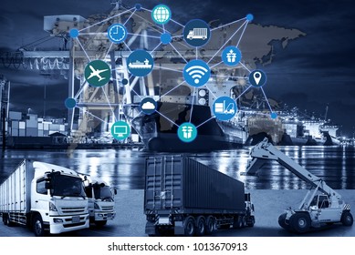 Smart Technology Concept Global Logistics Partnership 스톡 사진 1013670913 ...