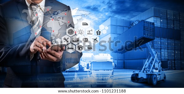 Smart Technology Concept Global Logistics Partnership Stock Photo ...