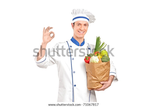 Smiling Chef Gesturing Delicious Hand Sign Stock Photo 71067817 ...