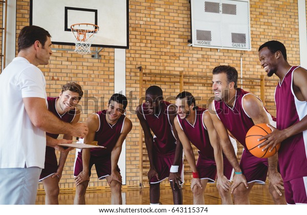 Smiling Coach Explaining Game Plan Basketball Stock Photo (Edit Now ...