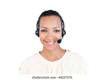 Smiling Customer Service Representative Headset On Stock Photo 44257576 ...
