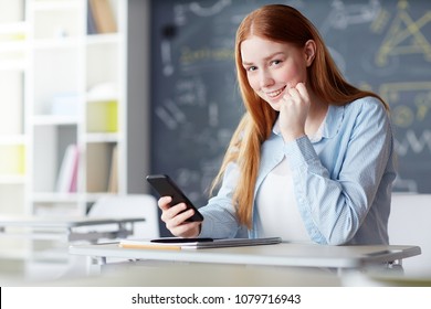 Smiling Student Looking Camera While Sitting Stock Photo 1079716943 ...