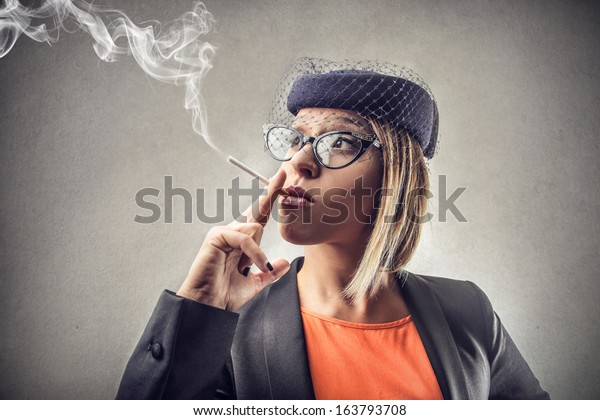 Smoking Retro Lady Stock Photo (Edit Now) 163793708 Smoking Retro Lady Stock Photo (Edit Now) 163793708