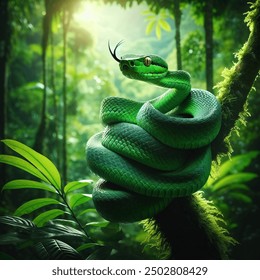 Create Beautiful Green Wood Snake AI-generated image 2535156931 ...