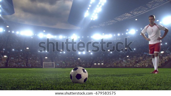 Soccer Player Makes Dramatic Play During Stock Photo 679583575 ...