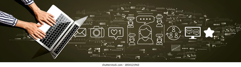 Social Media Theme Person Using Laptop Stock Photo 1854121963 ... Social Media Theme Person Using Laptop Stock Photo 1854121963 ...