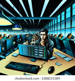 Programmer Busy Office Comic Book Style AI-generated image 2388153501 ...